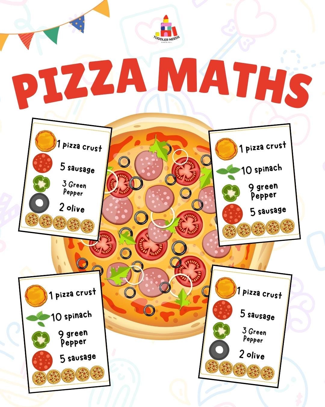 Pizza Math Counting Game: Printable Topping Order Activity for Kids ...