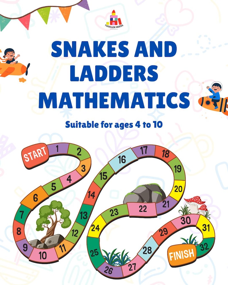 Printable Snakes and Ladders Math Game: Addition & Subtraction for Kids - Etsy
