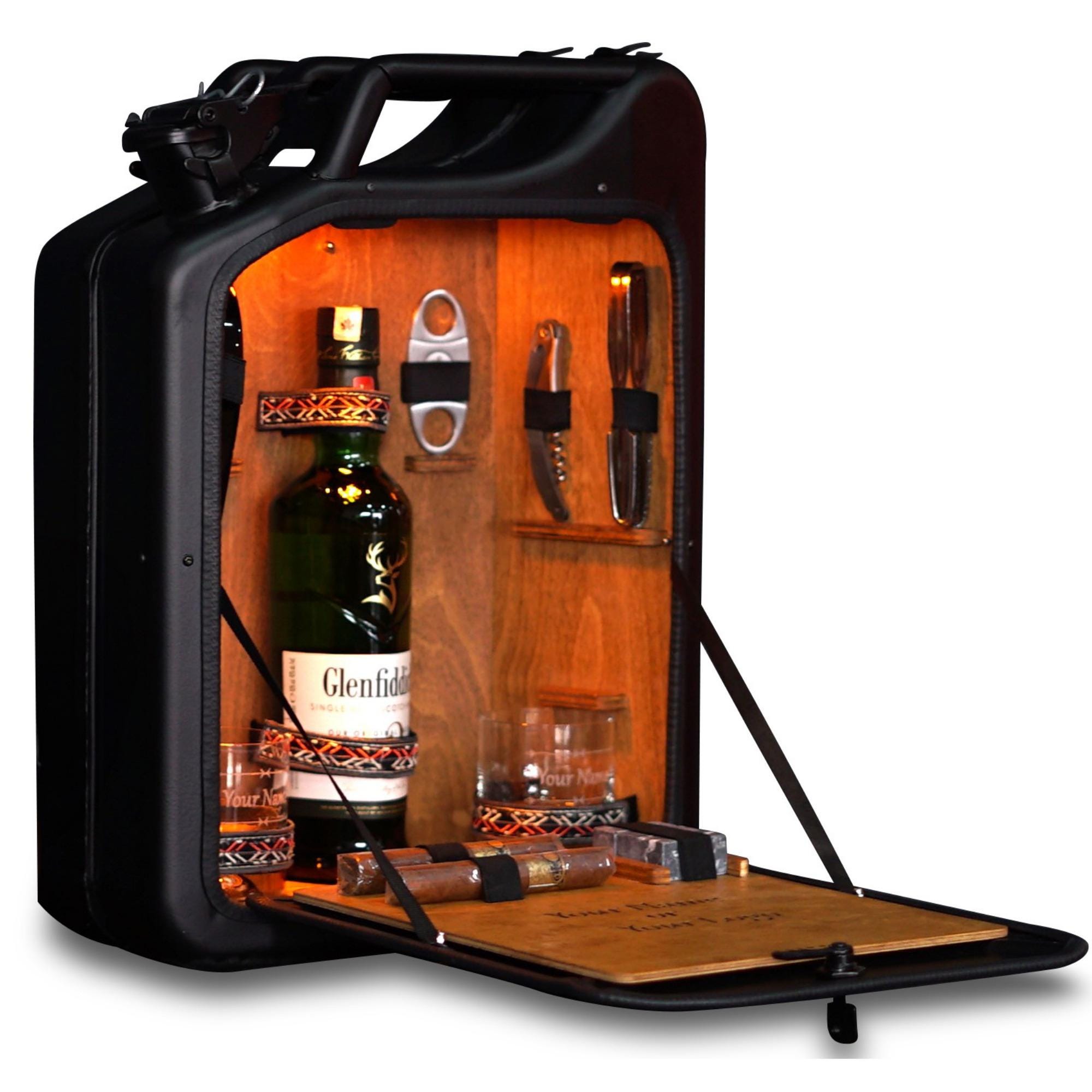 Luxury Whiskey & Cigar Mini Bar, Personalizable Gift, Portable Fuel Bar ...