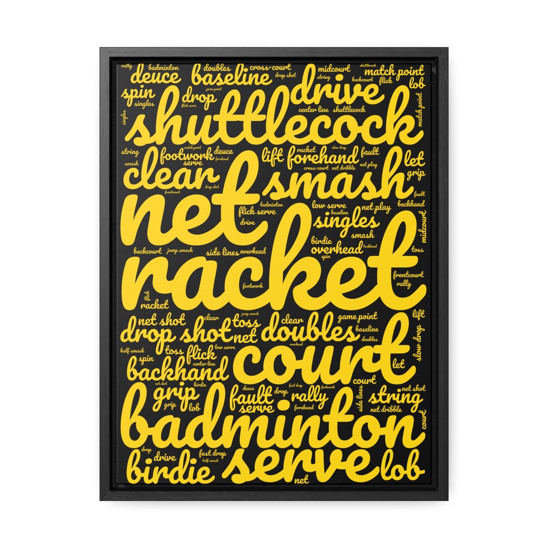 Badminton, Badminton Word Cloud Canvas, Vertical Frame Wall Art ...