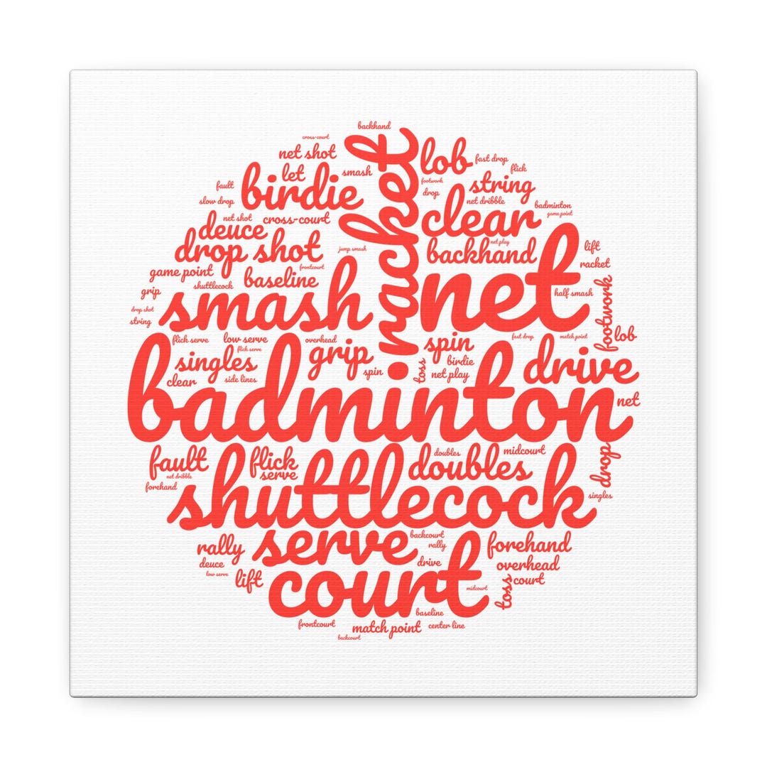 Badminton, Badminton Word Cloud Canvas, Badminton Enthusiasts Gift ...