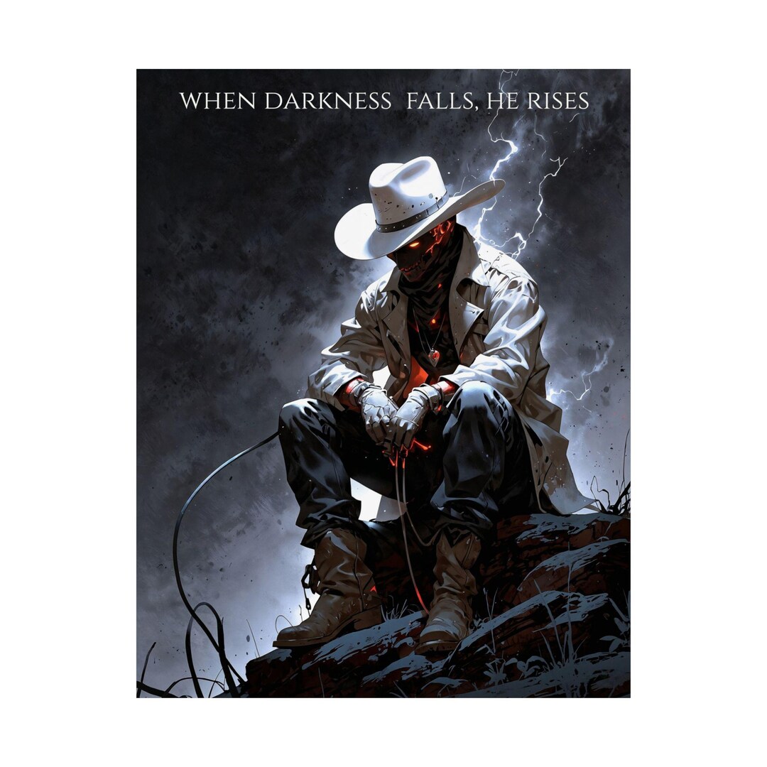 Satin Poster, Western Cowboy Unspoken Power Scene, Dark Mystery Art ...