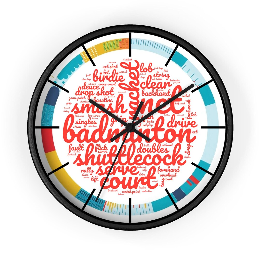 Badminton, Badminton Word Cloud Wall Clock Unique Sports Gift, Athlete ...