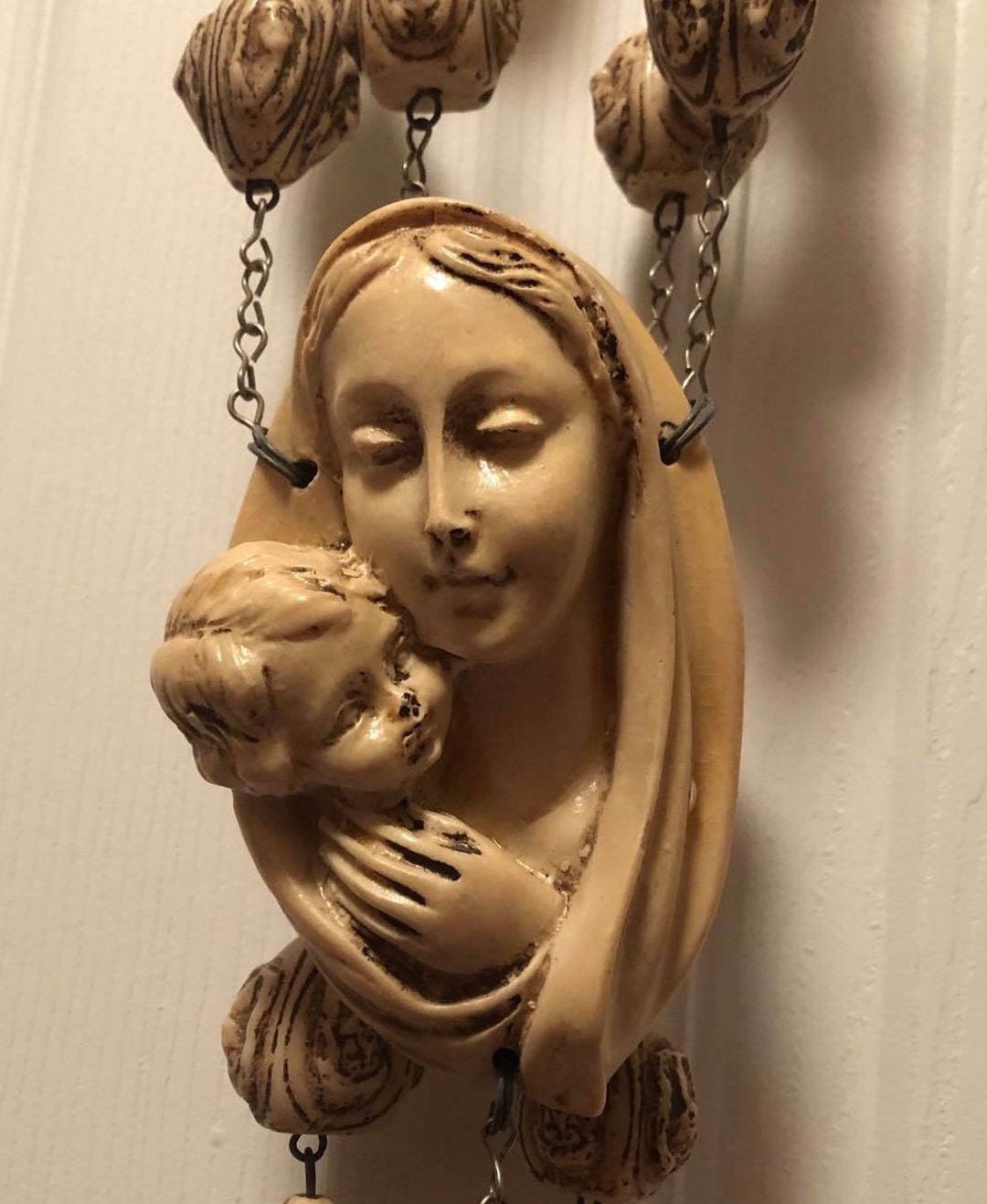 Antique Italian Rosary Circa 1950, XL Wall Rosary, 5 Foot Crucified ...