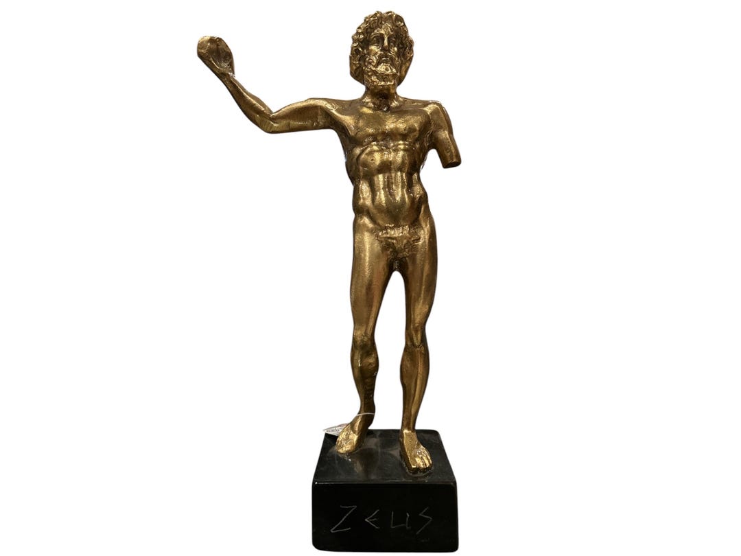Bronze Handmade Sculpture of the Ancient Greek God Zeus on a Black ...
