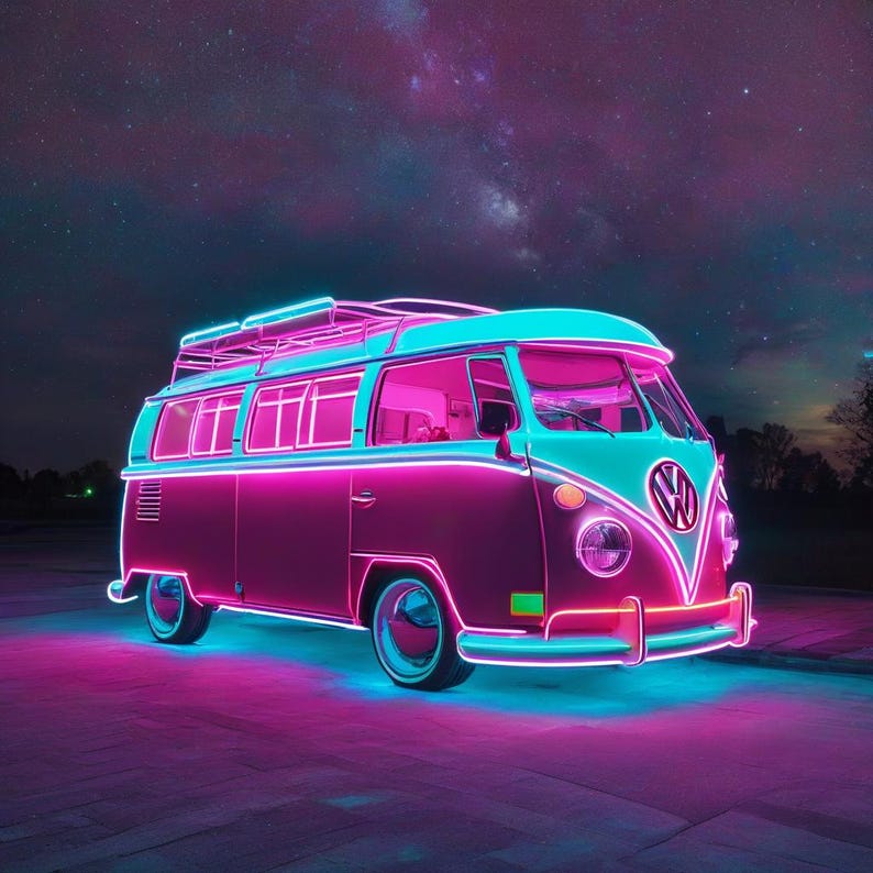 Cool Funky VW Camper Design, PNG Digital Download, Vibrant Home Décor ...