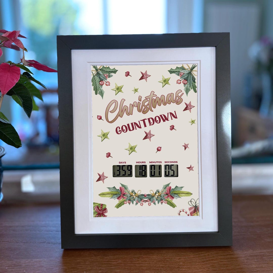 Large Christmas Countdown Clock Digital: Festive Xmas Traditional Timer ...