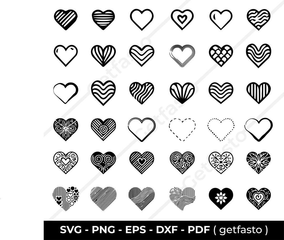 36 Cute Heart Svg Bundle, Heart Clipart, Heart Line, Svg, Png, Dxf, Eps ...
