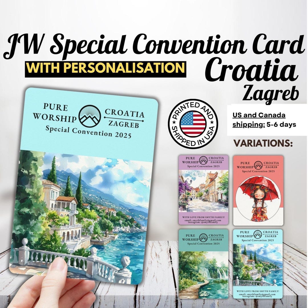 JW Special Convention 2025 in Croatia Zagreb, Pack of 10 Cards, Pure ...