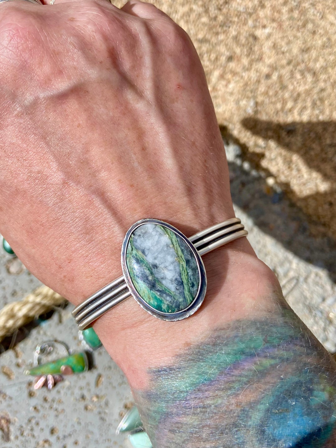 Handmade Cuff, Custom Sized Cuff, Petrified Wood Cuff, Rustic Spring ...