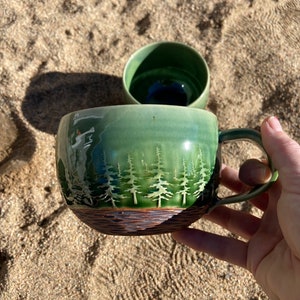 Tree Mug Handmade Ceramic Mug Green Tree Mugs Large Tree - Etsy