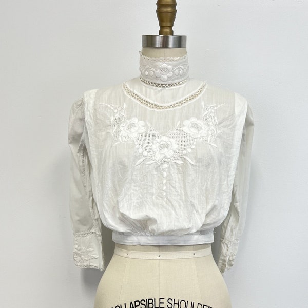 White Cotton Back Button Blouse - Etsy