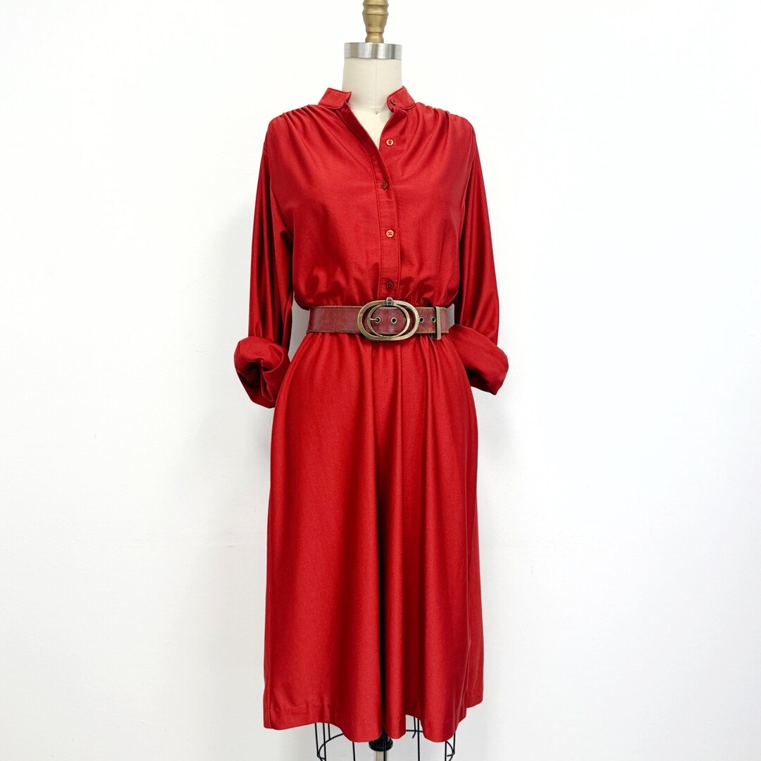 Vintage 70s Dress Rust Long Sleeve Judy Bond Dress Size 8 - Etsy