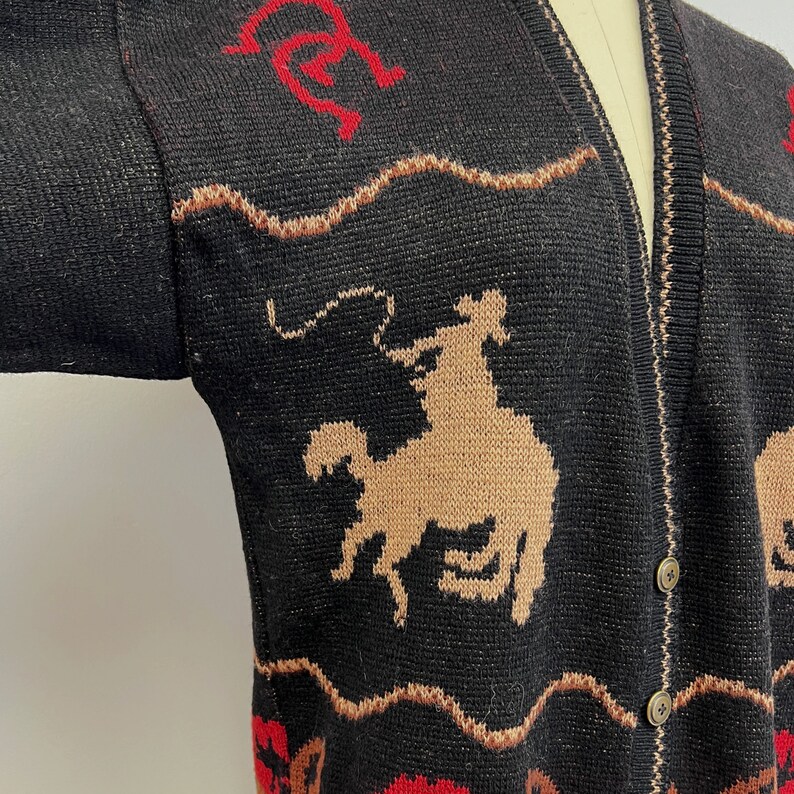 Vintage Pendleton Let 'er Buck Cardigan Sweater 1980s Bucking Bronco ...