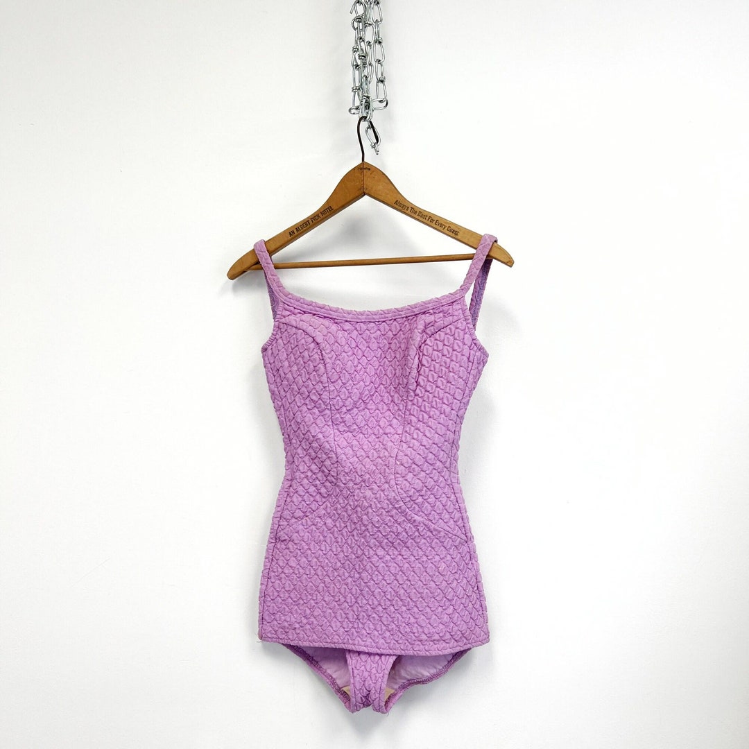 Vintage 60s Bathing Suit | Orchid Bombshell One Piece Swim Suit | Size ...