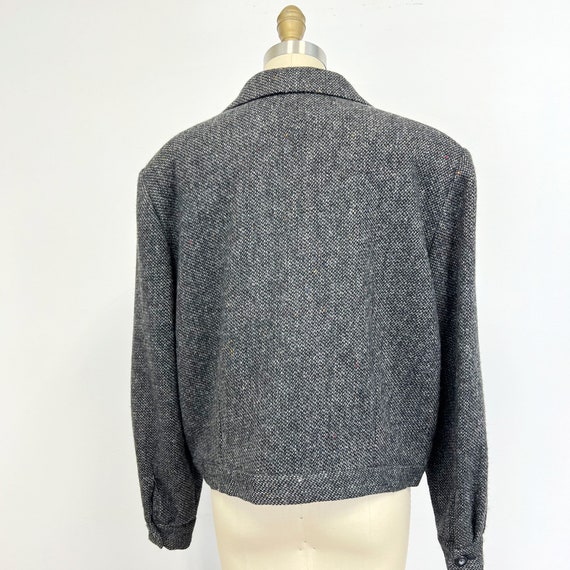 Vintage Tweed Jacket | 90s Black and White Wool Cropp… - Gem