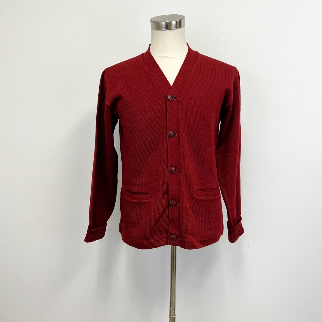 Vintage Wool Varsity Cardigan Sweater | 1920s-30s Deep Red Letterman ...