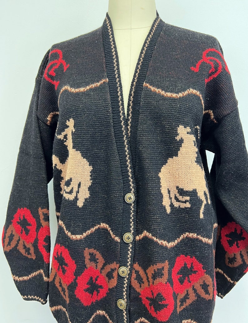 Vintage Pendleton Let 'er Buck Cardigan Sweater 1980s Bucking Bronco ...