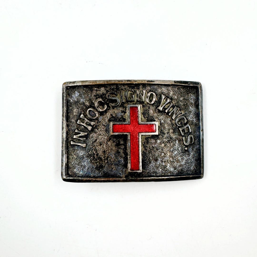 Vintage Knights Templar Belt Buckle With Red Enamel Cross - Etsy