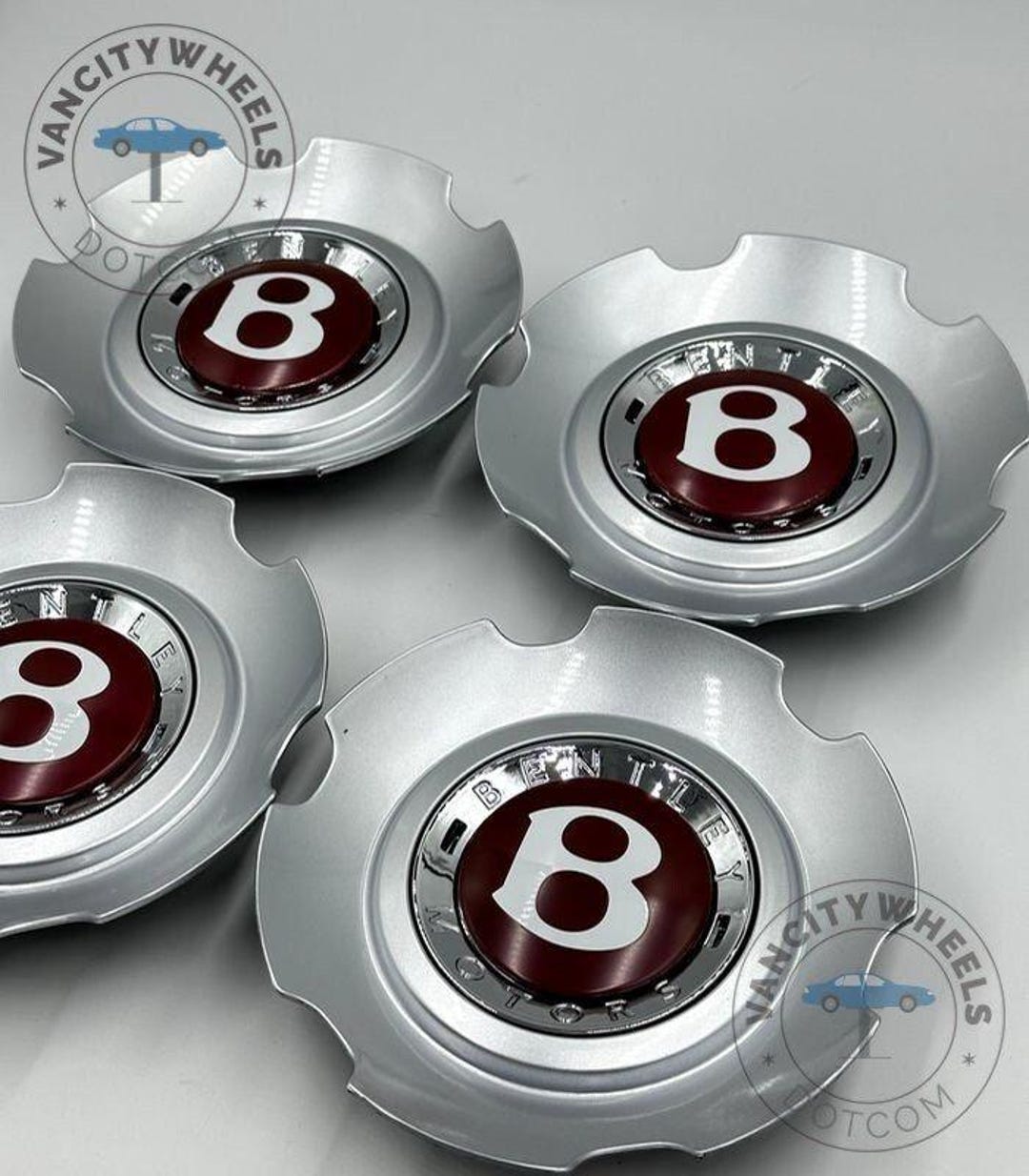 Bentley Wheel Center Caps, Silver Red Flying Spur, 6 Twin Spoke (set of ...