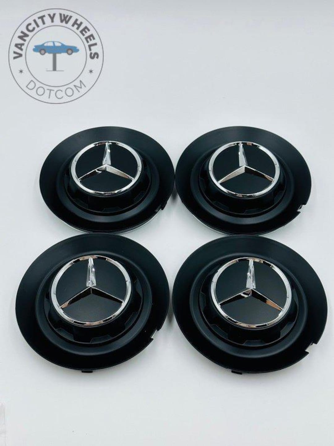 Set of 4 Black Mercedes Benz Alloy Wheel Center Caps 146mm, Black ...