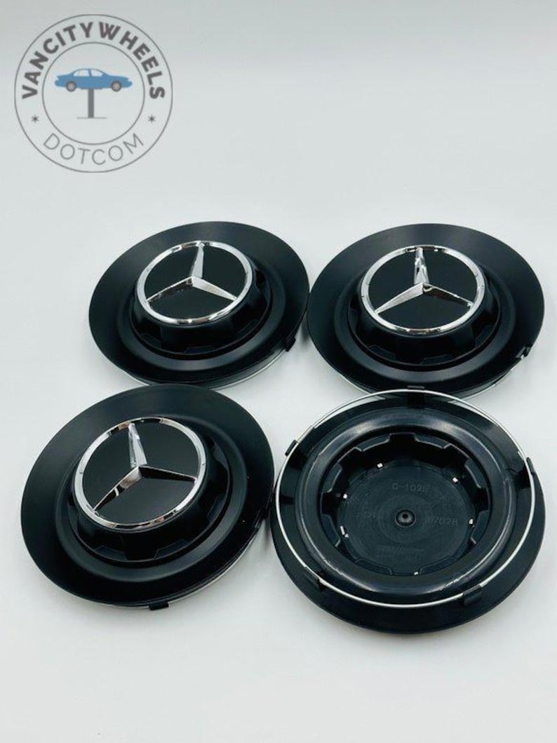 Set of 4 Black Mercedes Benz Alloy Wheel Center Caps 146mm, Black ...