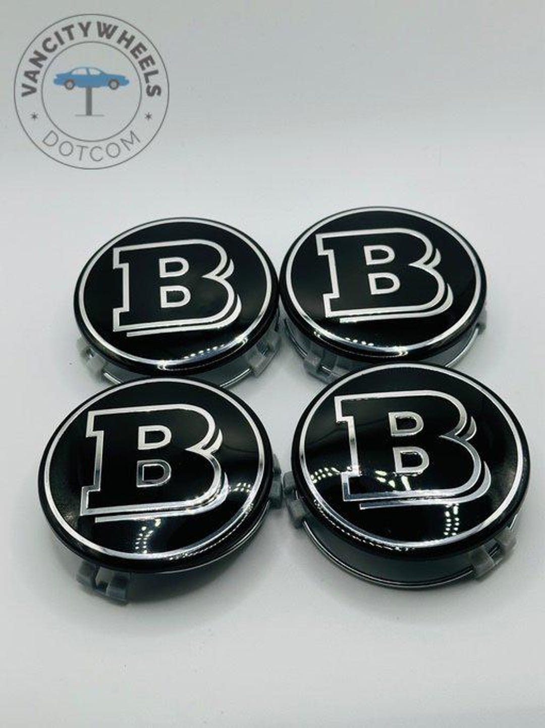 Set of 4 Black/chrome Brabus Alloy Wheel Center Caps 75mm, Black/chrome ...