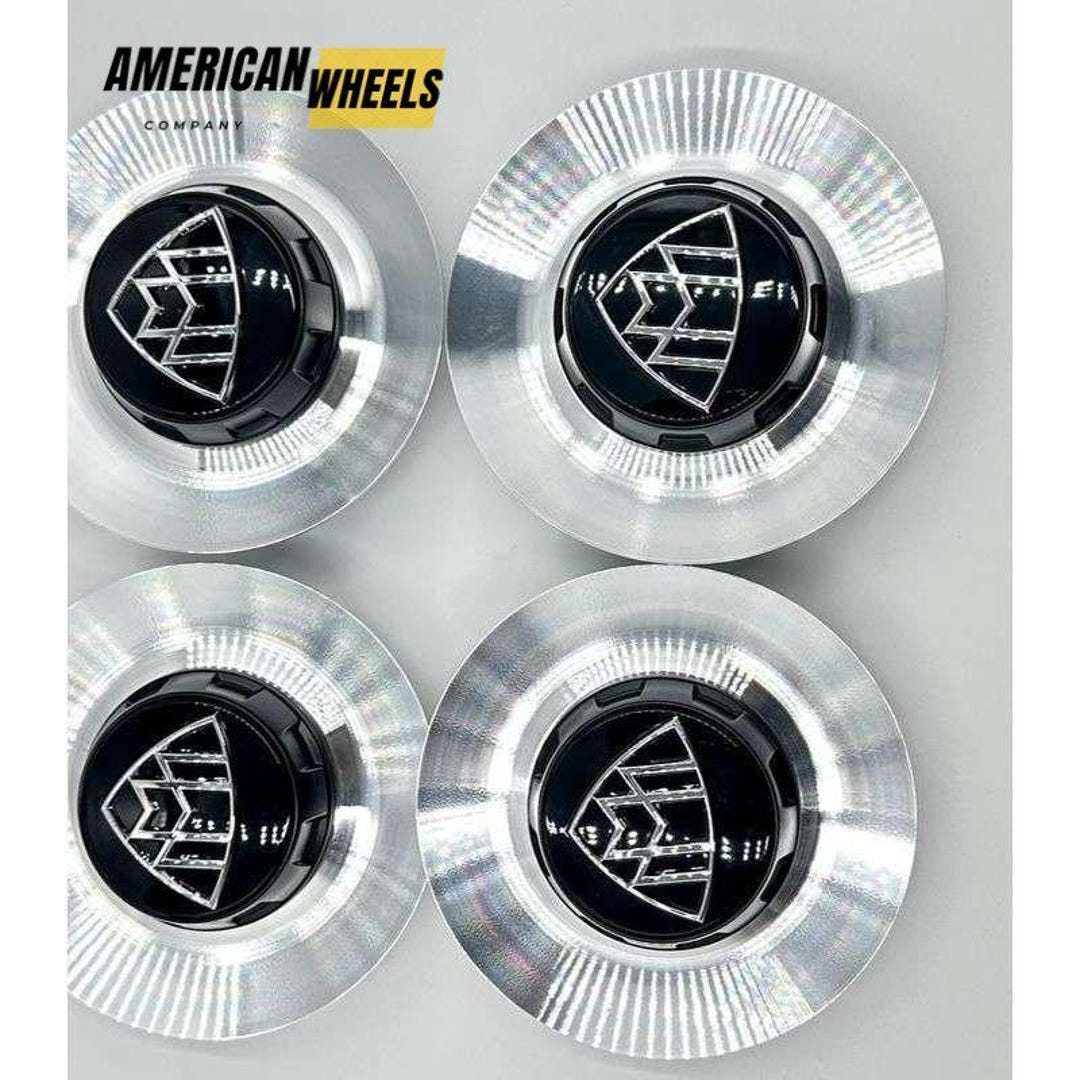Mercedes Maybach Wheel Center Caps – Silver Chrome, Black Silver Logo ...