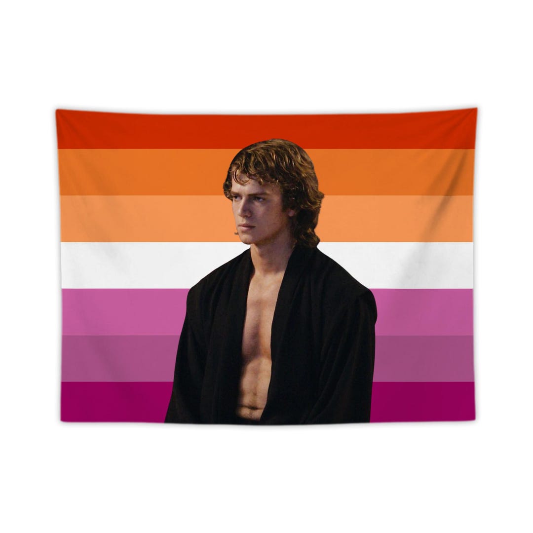 Anakin on Lesbian Flag, Custom Photo Lesbian Flag Tapestry, Lesbian ...