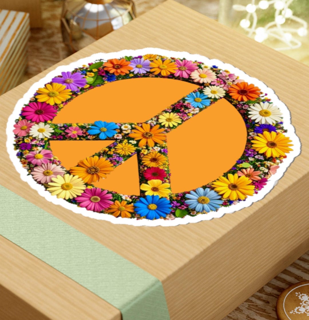 Floral Peace Sign Sticker: Groovy Hippie Decor - Etsy