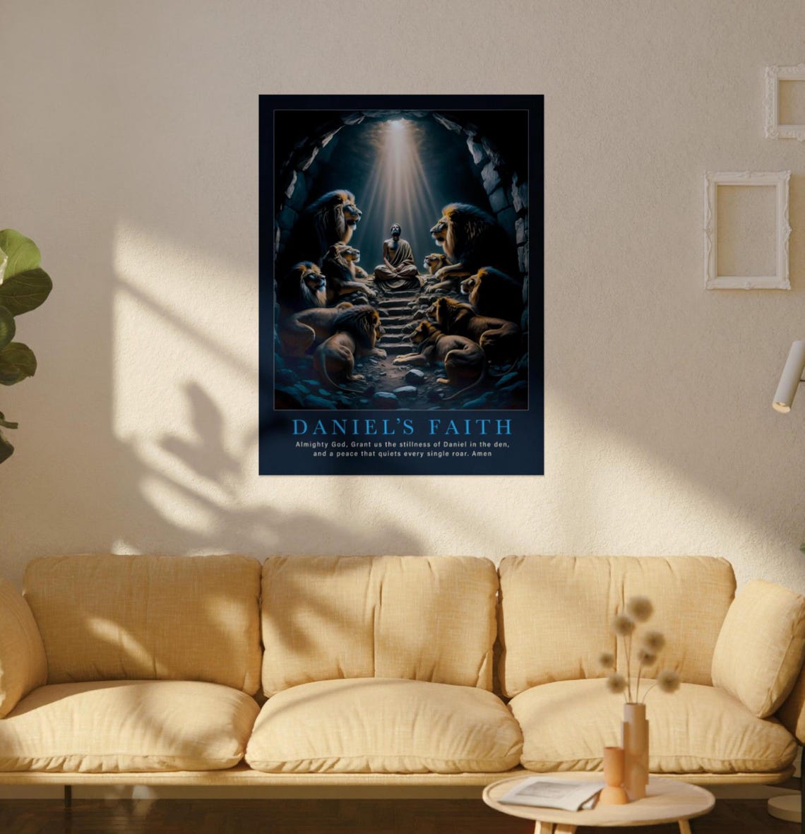 Daniel in the Lion's Den Wall Art Poster | Religious Prayer Watercolor ...