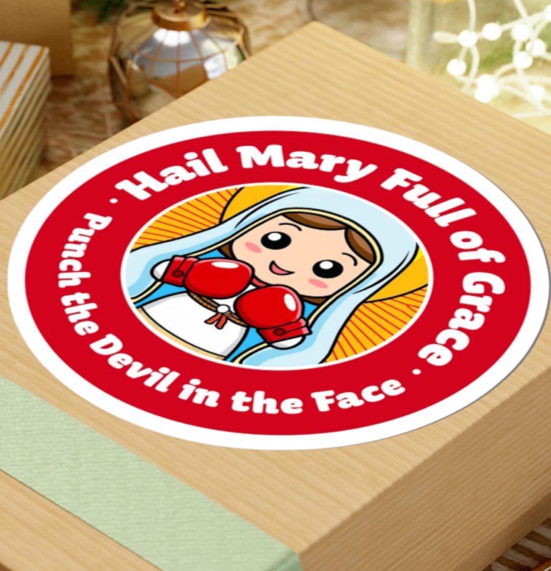 Hail Mary Punch Devil Sticker: Funny Catholic Decal - Etsy