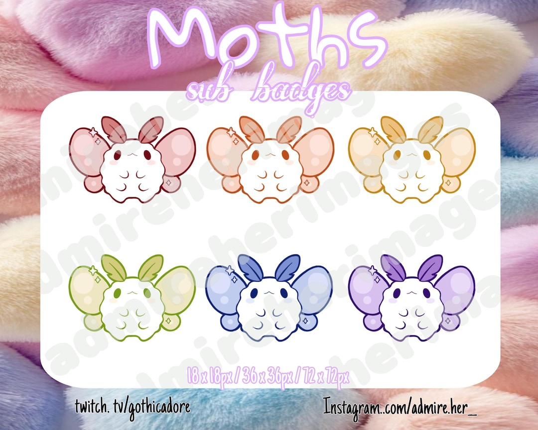 Moth Twitch Sub Badges, Colorful Moth Twitch Sub Badges for Streamer ...