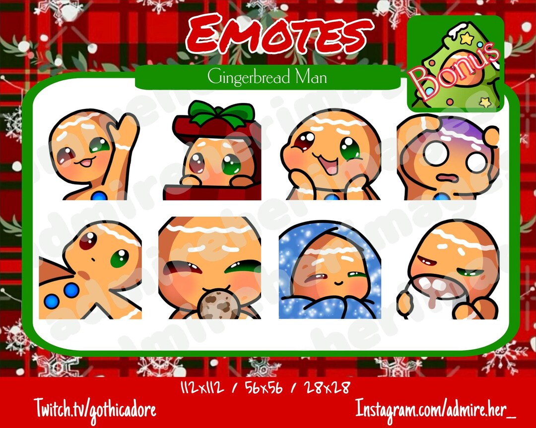 Gingerbread Man Emotes, Xmas/christmas Stream Emotes- Discord, Youtube ...