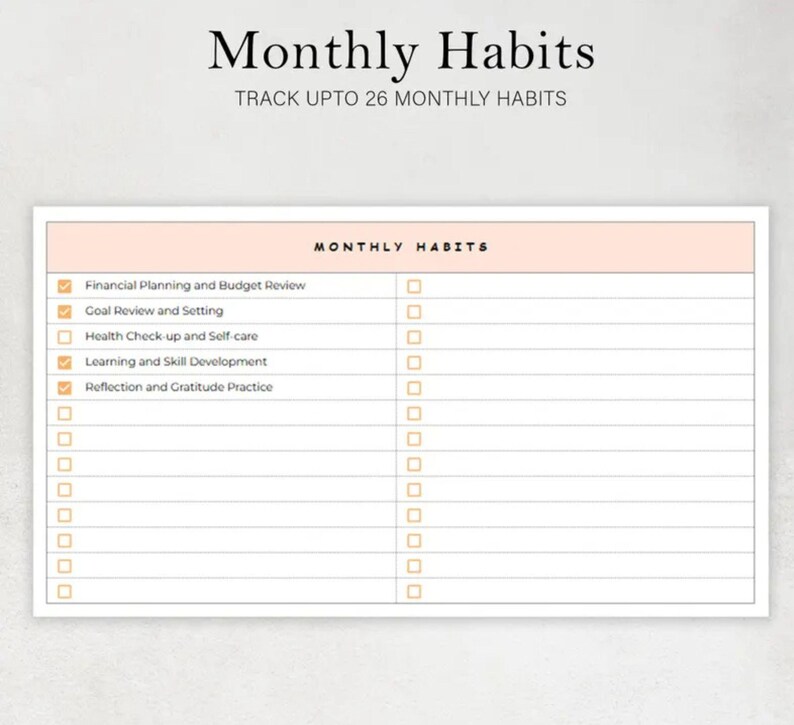 Habit Tracker Daily Spreadsheet Weekly Habit Planner Monthly Habit ...