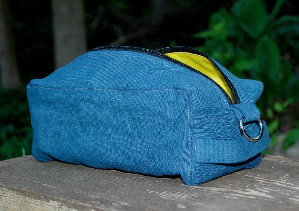 Dopp Bag of Hemp Canvas Slate Blue Waterproof Lining - Etsy