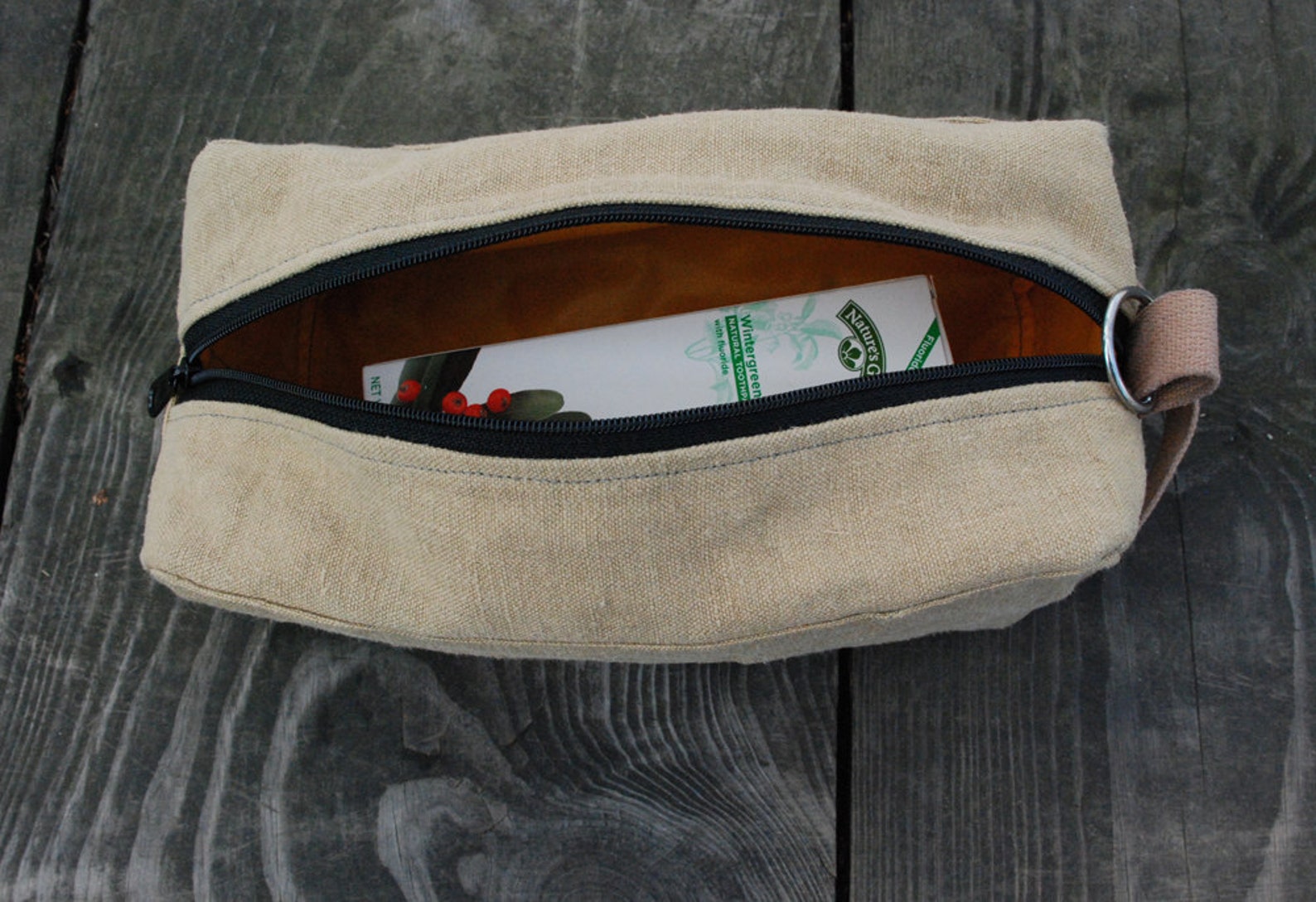 Dopp Kit Hemp Toiletry Waterproof Lining Sand Taupe Tan - Etsy