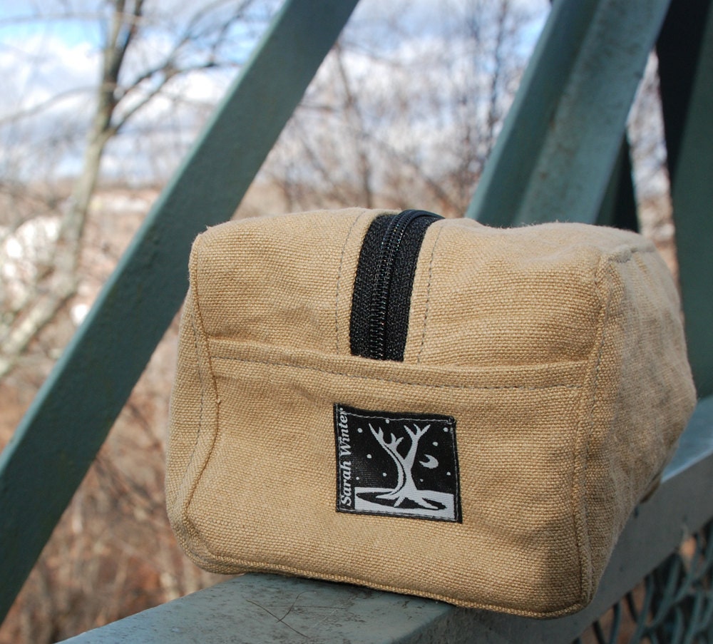 Dopp Kit Hemp Toiletry Waterproof Lining Sand Taupe Tan | Etsy