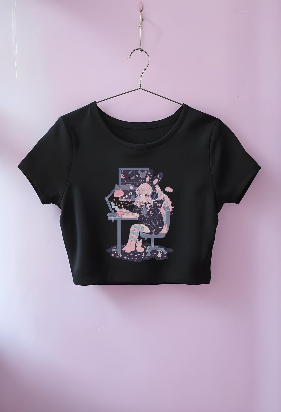 Kawaii Anime Bunny Girl at Desk - 90s Anime Vaporwave Pastel Aesthetic ...