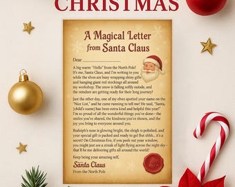 Editable Santa Letter Template | Canva Printable Christmas Letter From ...