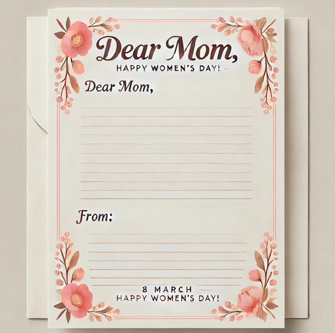 Printable Women’s Day Letter to Mom - Instant Download, Unique Gift - Etsy
