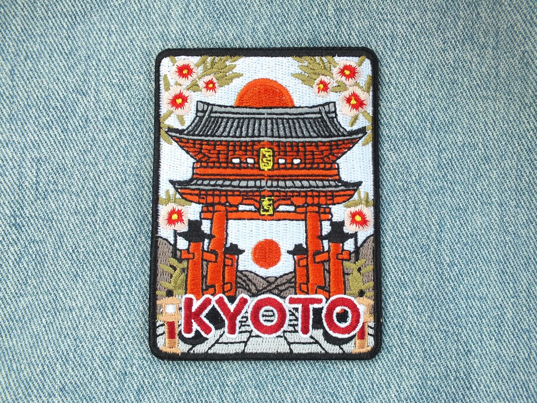Embroidered Kyoto Patch Torii Gate Design Iron on Hook and Loop Badge ...