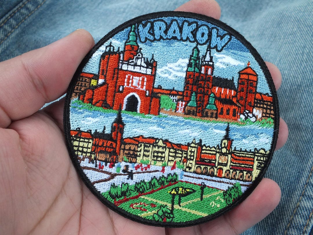Krakow City Iron on Patch Wawel Castle Old Town Cathedral Print Poland ...