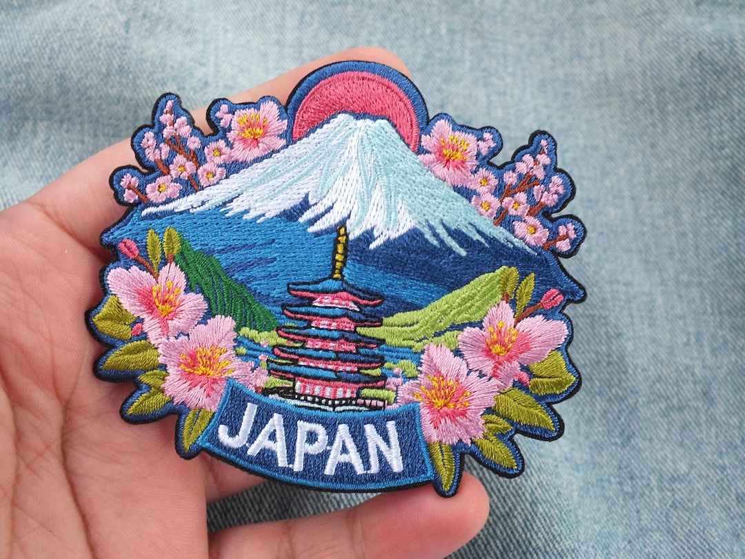 Japan Patch With Mt. Fuji & Cherry Blossoms – 10cm Iron on or Velcro ...