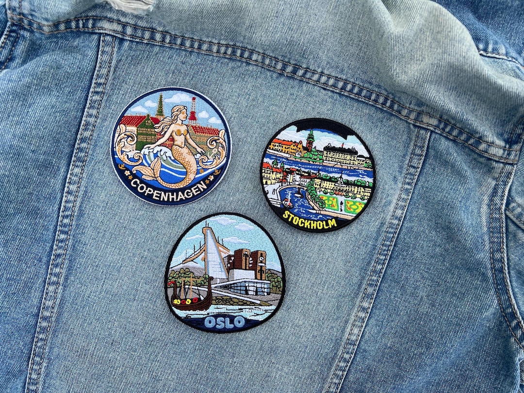 Nordic City Patch Set Copenhagen Oslo Stockholm Embroidered Travel ...