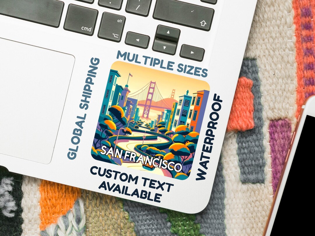 San Francisco Sticker Lombard Street Artwork Waterproof Golden Gate ...