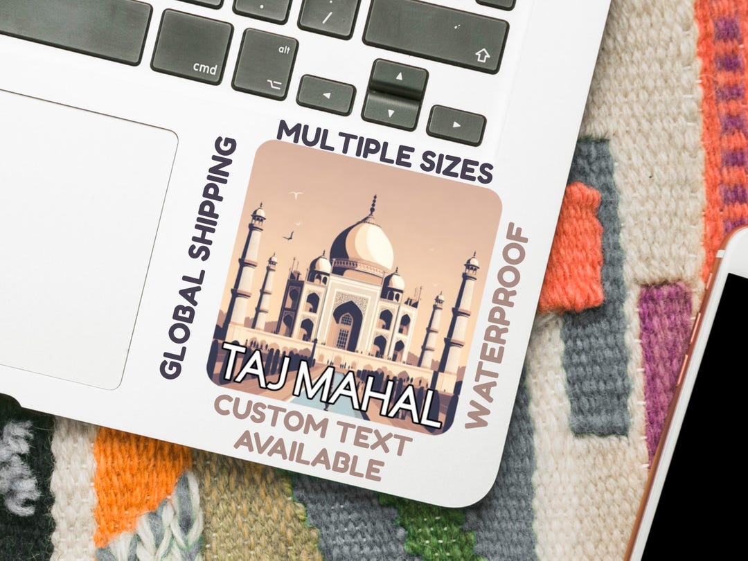 Taj Mahal Sticker – India Travel Vinyl Sticker | Elegant Monument ...
