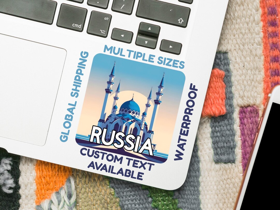 Russia Travel Sticker Blue Kazan Mosque Water Bottle Decal Waterproof ...