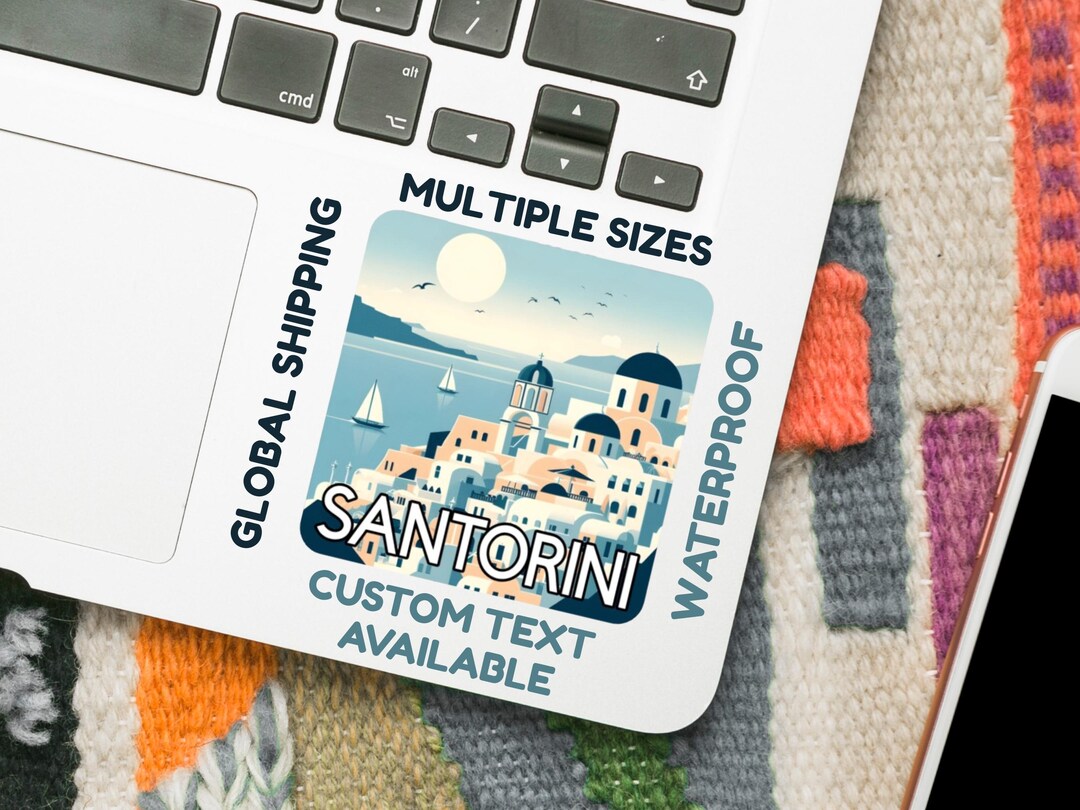 Santorini Sticker – Blue & White Dome Churches (5–15cm) – Waterproof ...