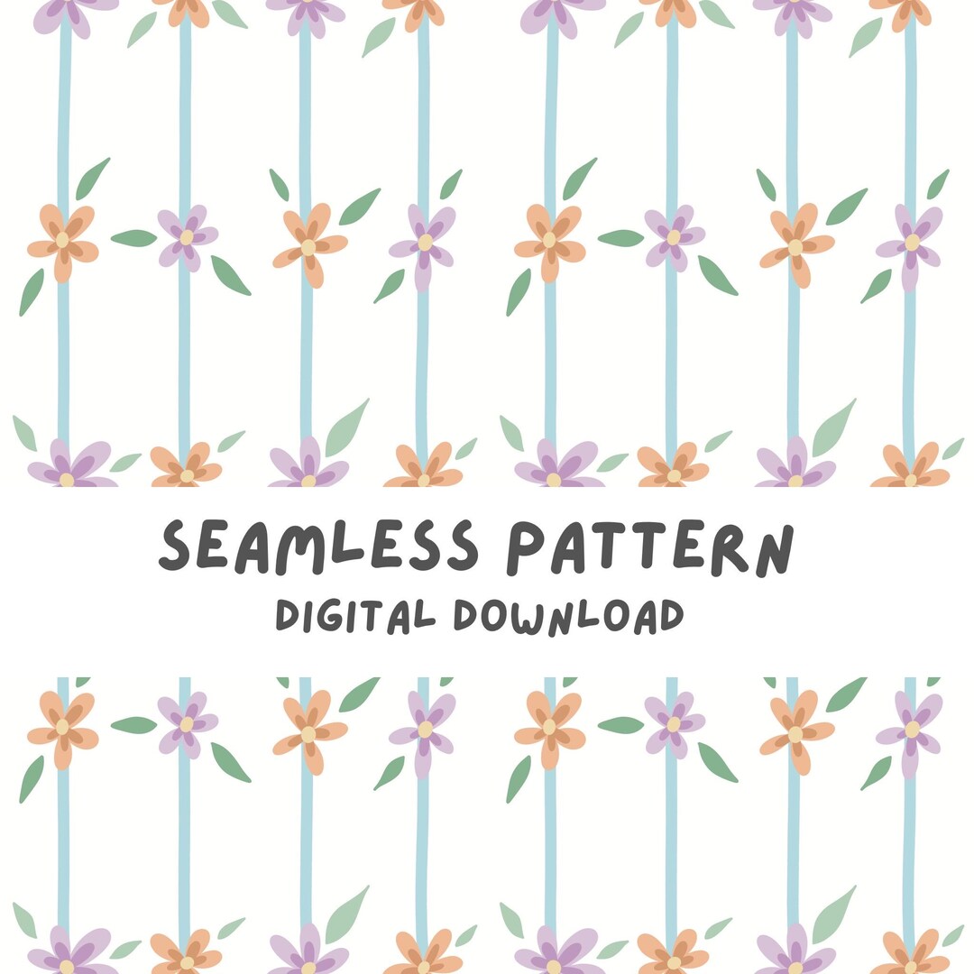 Pastel Floral Stripes Seamless Pattern: Fabric Design (digital Download ...
